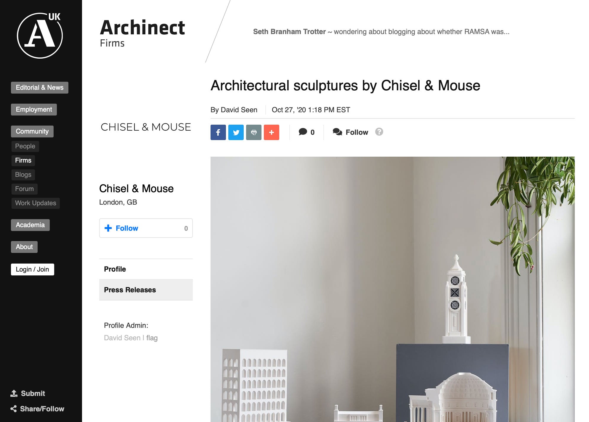 Archinect - October 2020 – Chisel & Mouse